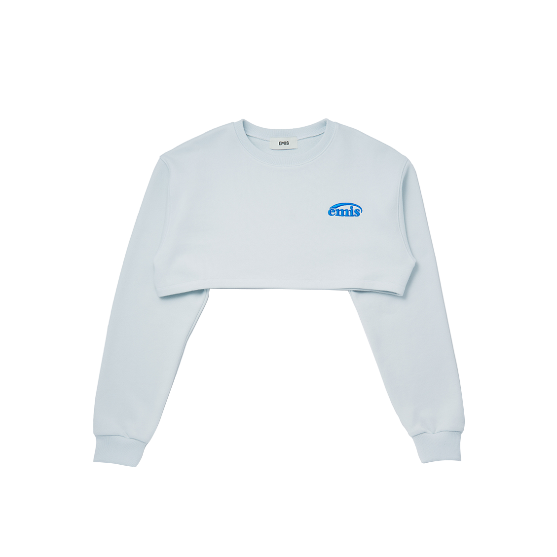 (W) 이미스 뉴 로고 크롭 라운드넥 티셔츠 라이트 블루 - 22SS | Emis | KREAM