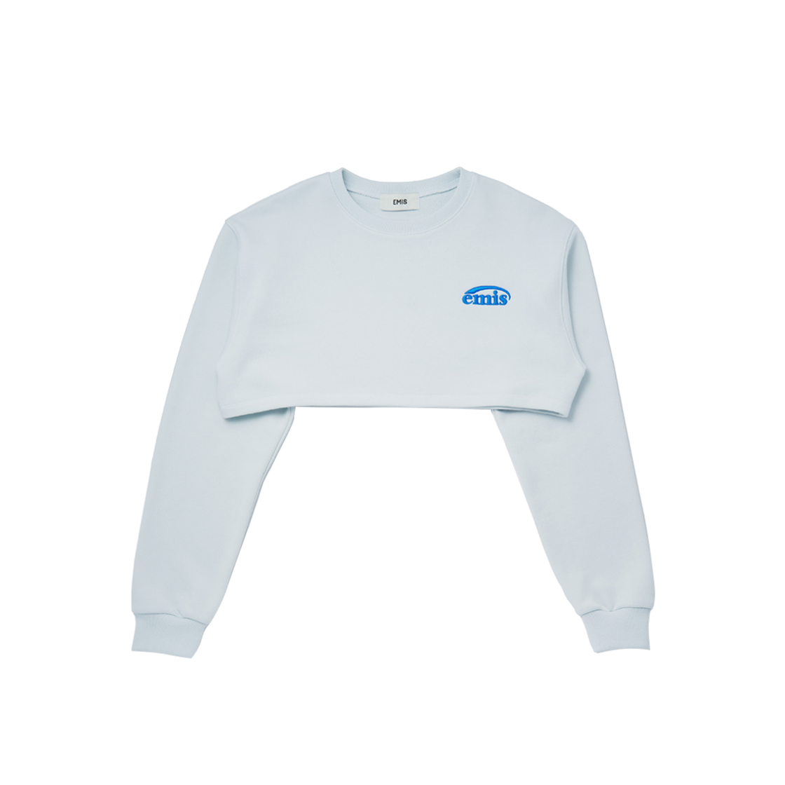 (W) 이미스 뉴 로고 크롭 라운드넥 티셔츠 라이트 블루 - 22SS | Emis | KREAM