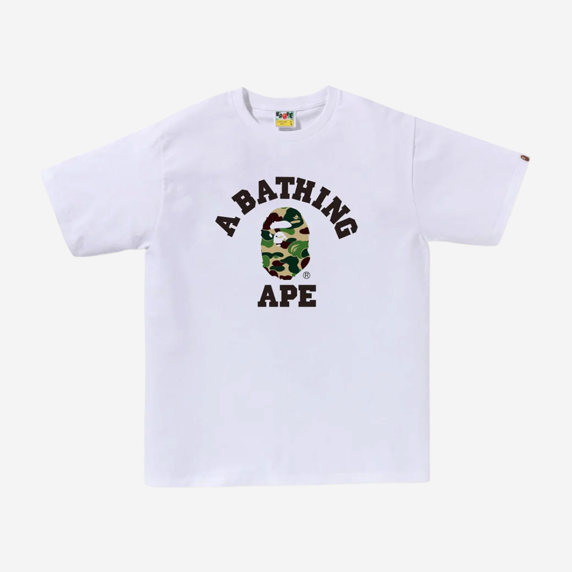 베이프 ABC 카모 컬리지 티셔츠 화이트 그린 | BAPE | KREAM