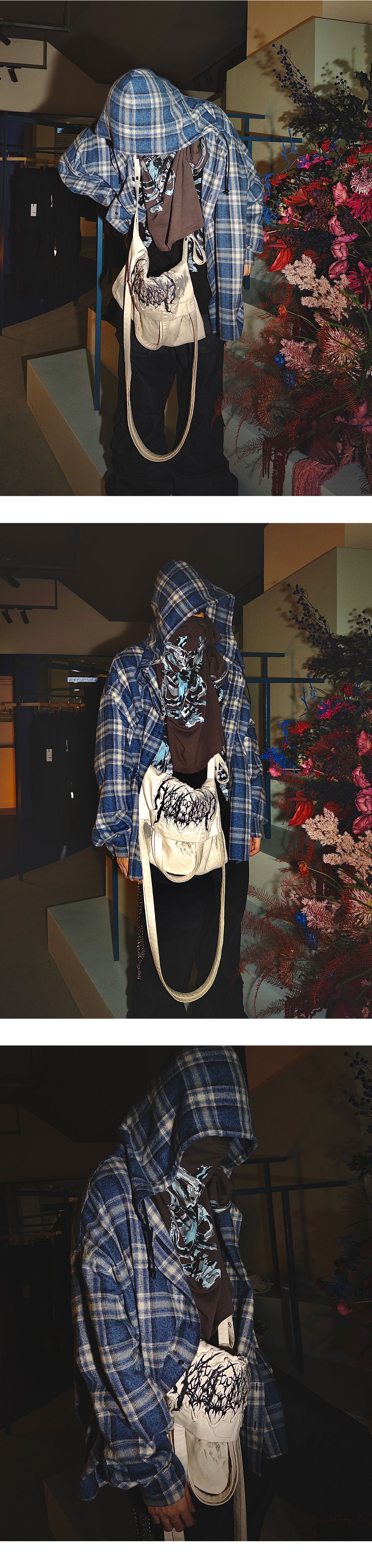 아워파스 078 체크 후드 페일 블루 | Ourpas | KREAM