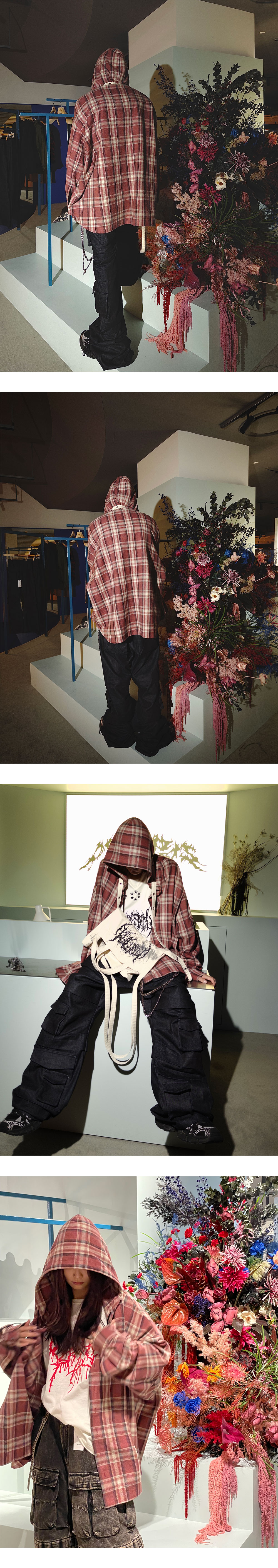 아워파스 077 체크 후드 체리 | Ourpas | KREAM