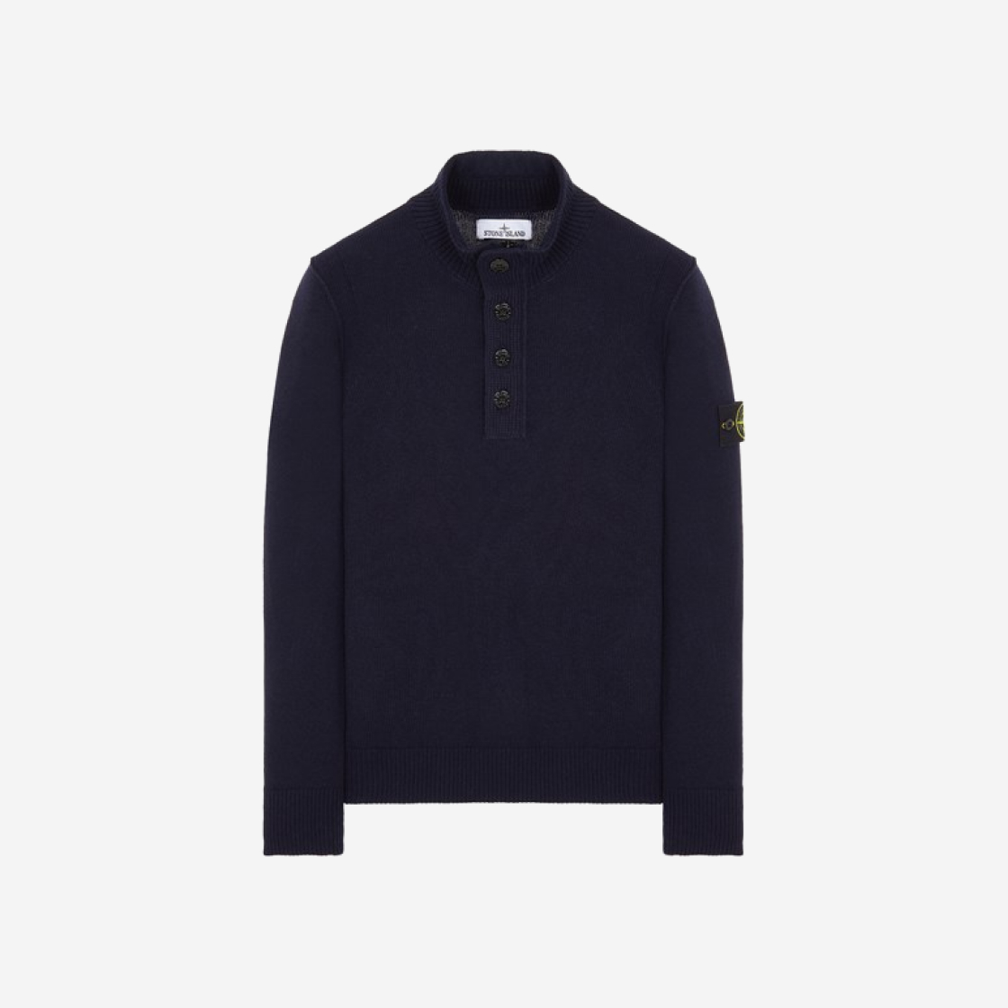 스톤 아일랜드 540A3 하이 넥 하프 버튼 램스울 니트 네이비 블루 - 23FW | Stone Island | KREAM