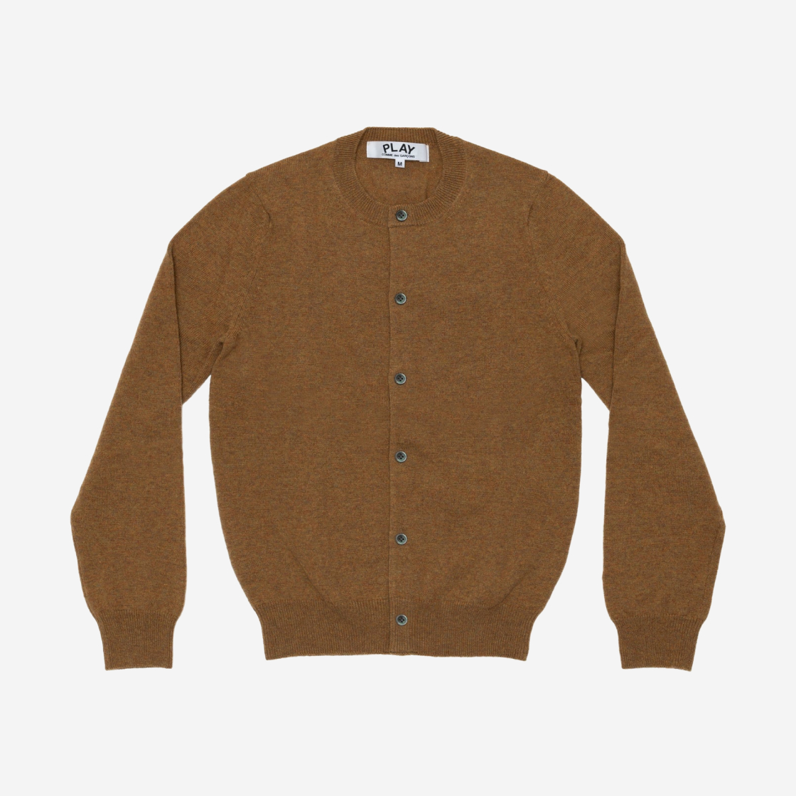 (W) 플레이 꼼데가르송 스몰 레드 하트 온 더 슬리브 가디건 파스텔 라이트 브라운 | Play Comme des Garcons ...