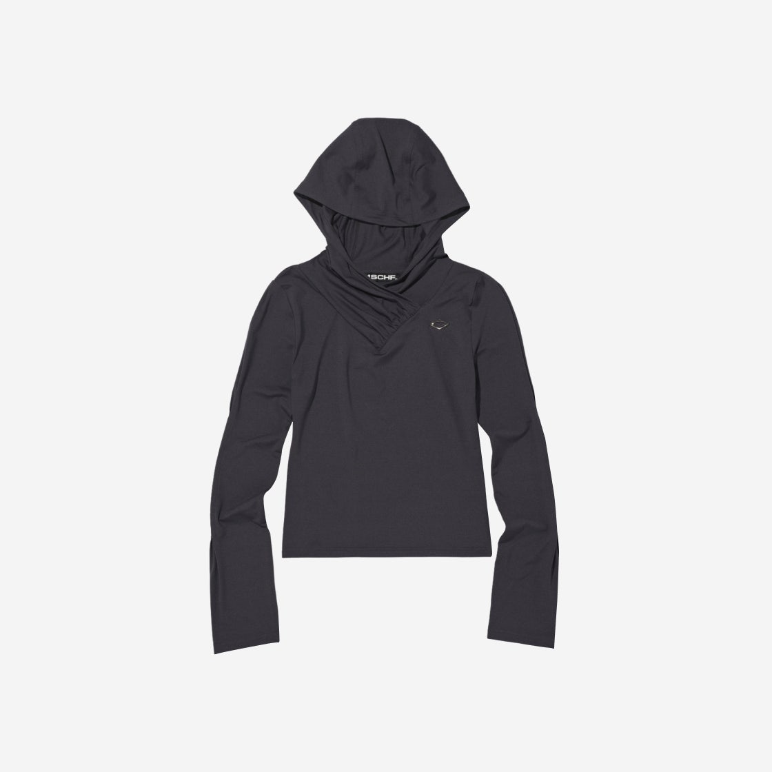 (W) 미스치프 후드 셔링 오버랩 탑 차콜 | Mischief | KREAM