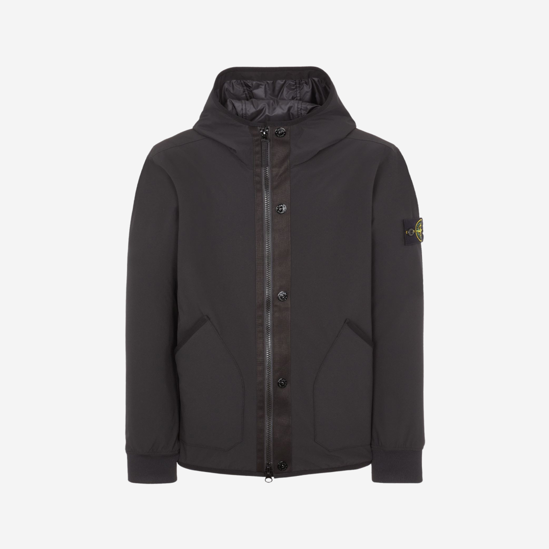 스톤 아일랜드 41027 소프트 쉘-R E.DYE 퓨어 인슐레이션 테크놀로지 리사이클 폴리에스터 프리마로프트 후드 블루종 블랙 ...