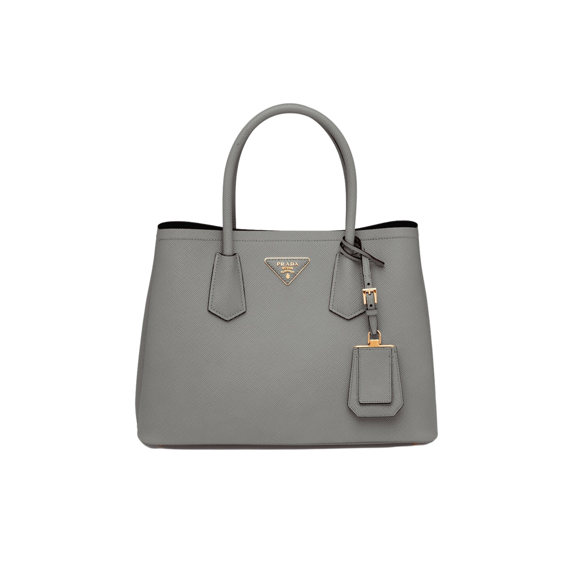 프라다 스몰 사피아노 레더 더블 프라다 백 슬레이트 블랙 | Prada | KREAM