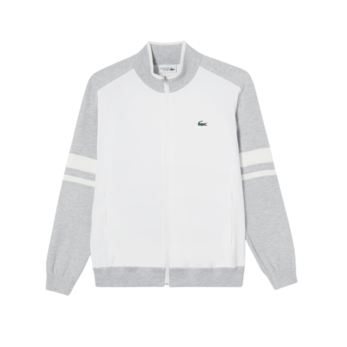 라코스테 하이넥 소매 집업 스웨터 화이트 Lacoste Kream