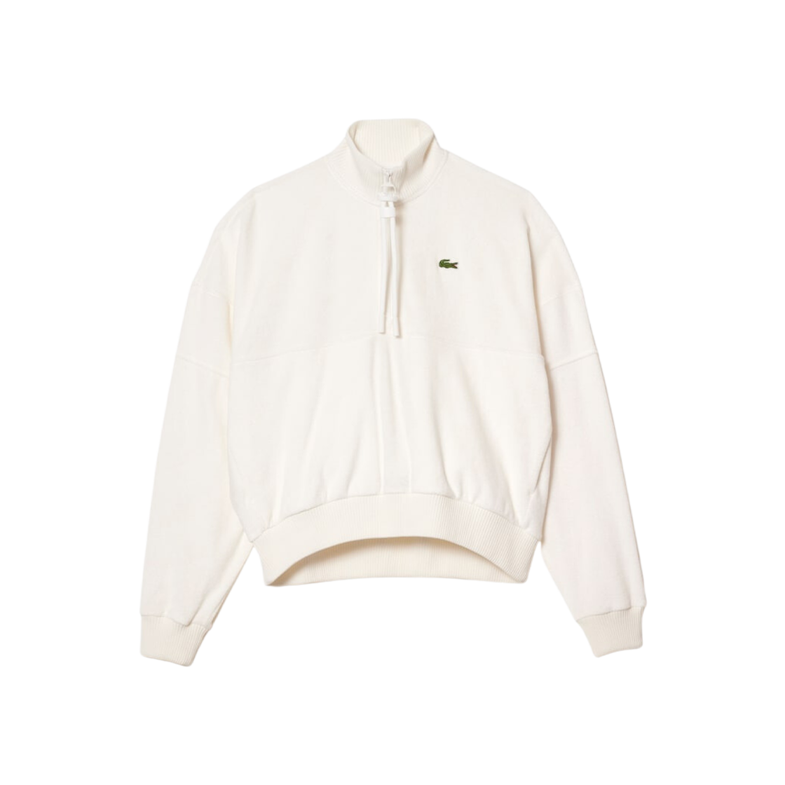 W 라코스테 하프집업 루즈 핏 스웨트셔츠 화이트 Lacoste Kream