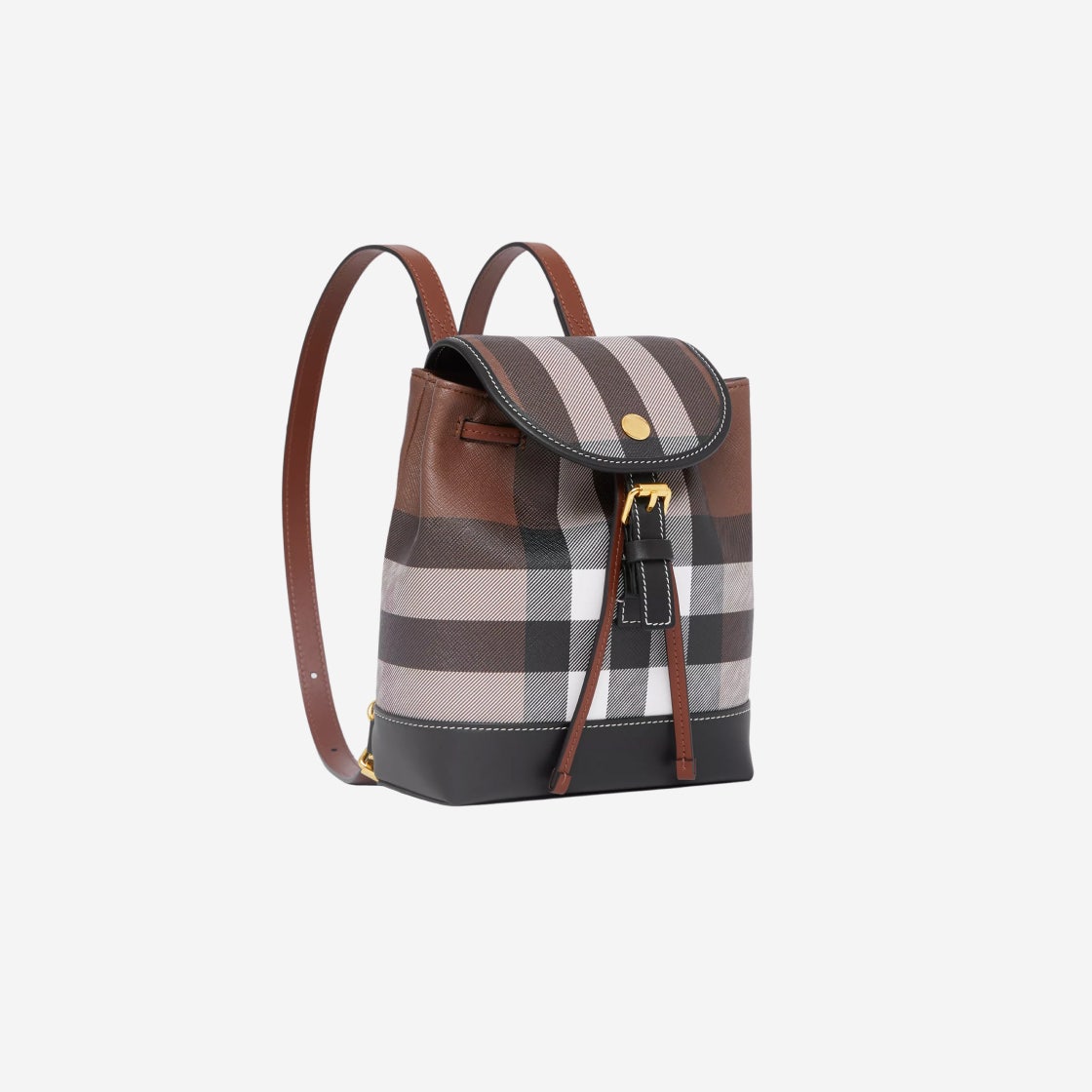 버버리 체크 레더 마이크로 백팩 다크 버치 브라운 Burberry Kream