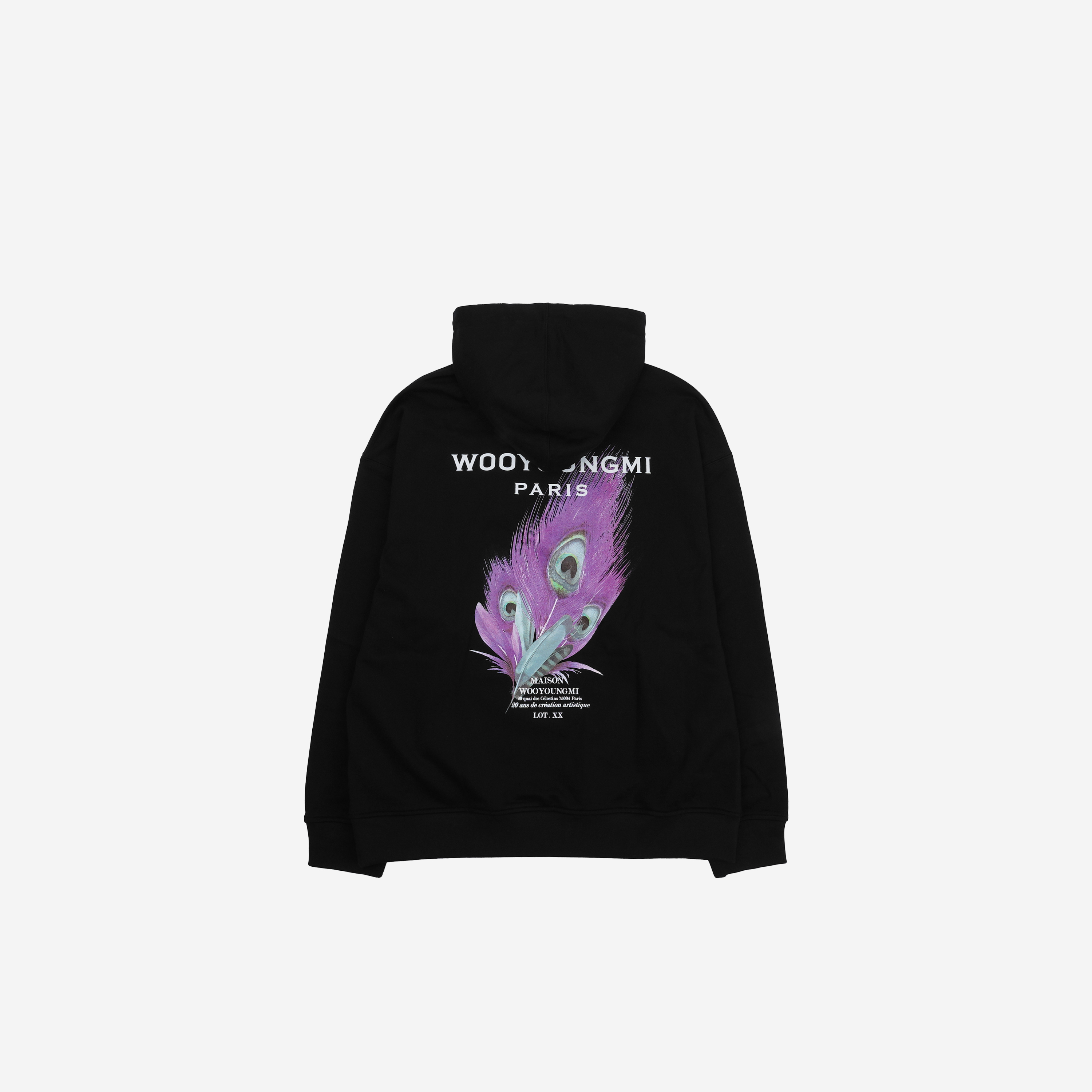 우영미 깃털 백로고 후드 스웨트셔츠 블랙 - 23SS | KREAM