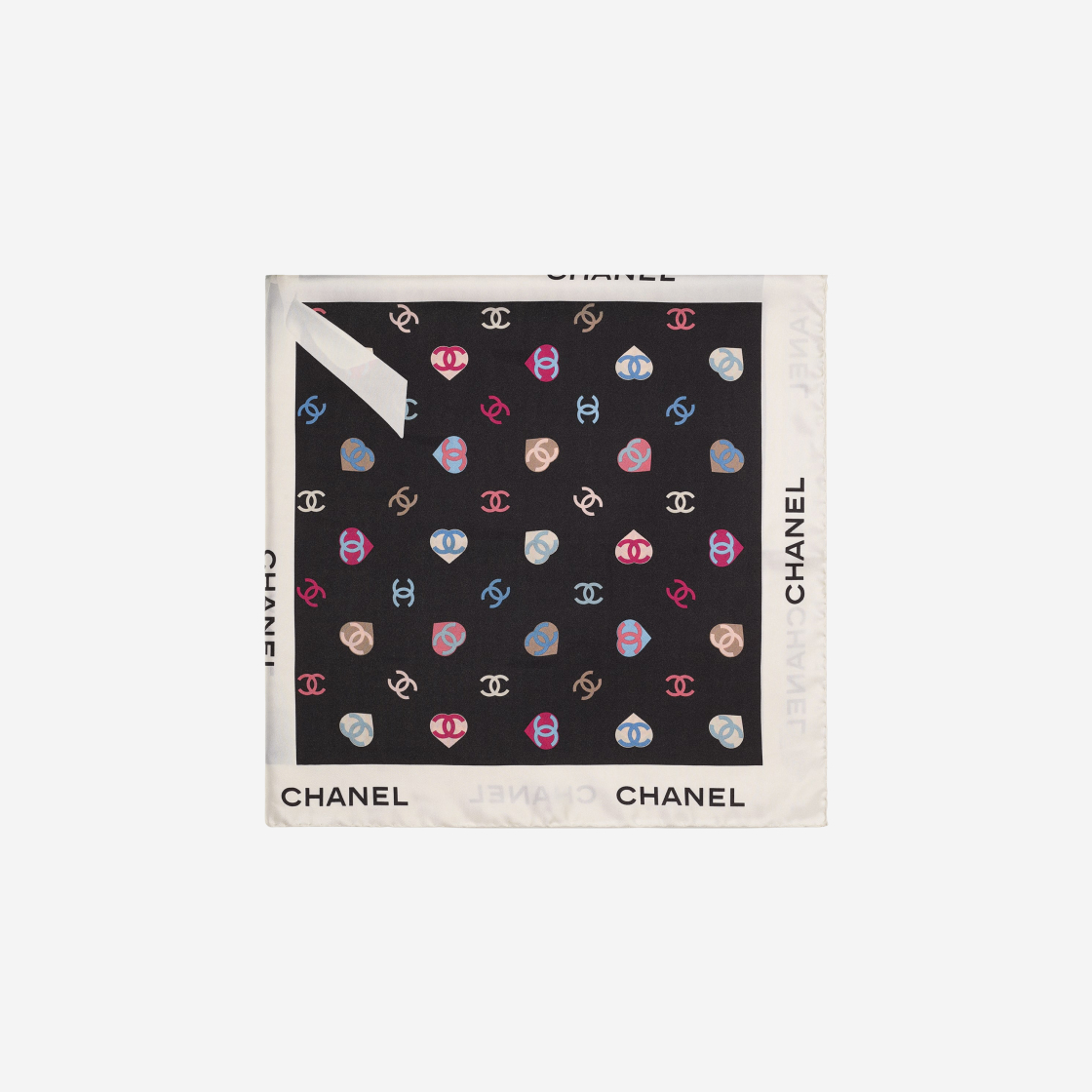 (W) 샤넬 스퀘어 스카프 실트 트윌 & 에크루 블랙 | Chanel | KREAM