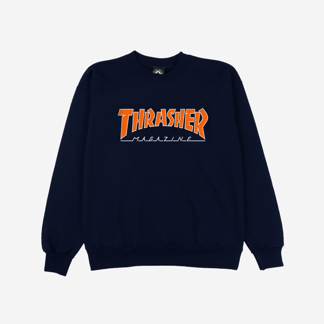 트레셔 아웃라인 크루 네이비 오렌지 | THRASHER | KREAM