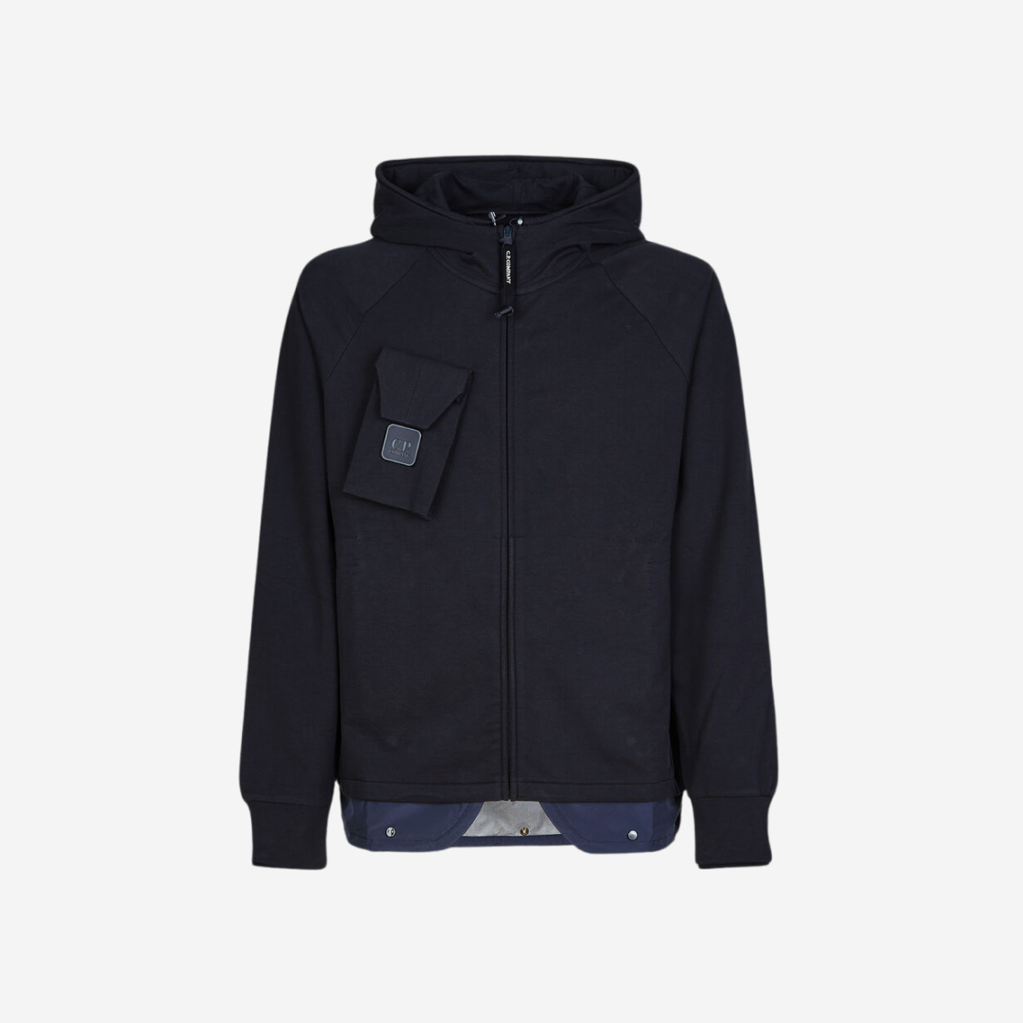 C.P. 컴퍼니 메트로폴리스 시리즈 스트레치 플리스 믹스드 후드 집업 네이비 - 23SS | C.P. Company | KREAM