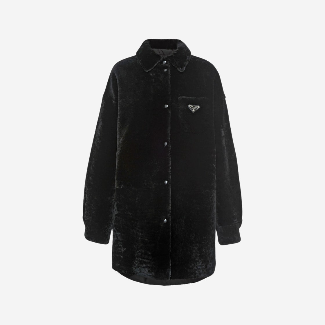 (W) 프라다 리버시블 개버딘 셔링 코트 블랙 | Prada | KREAM