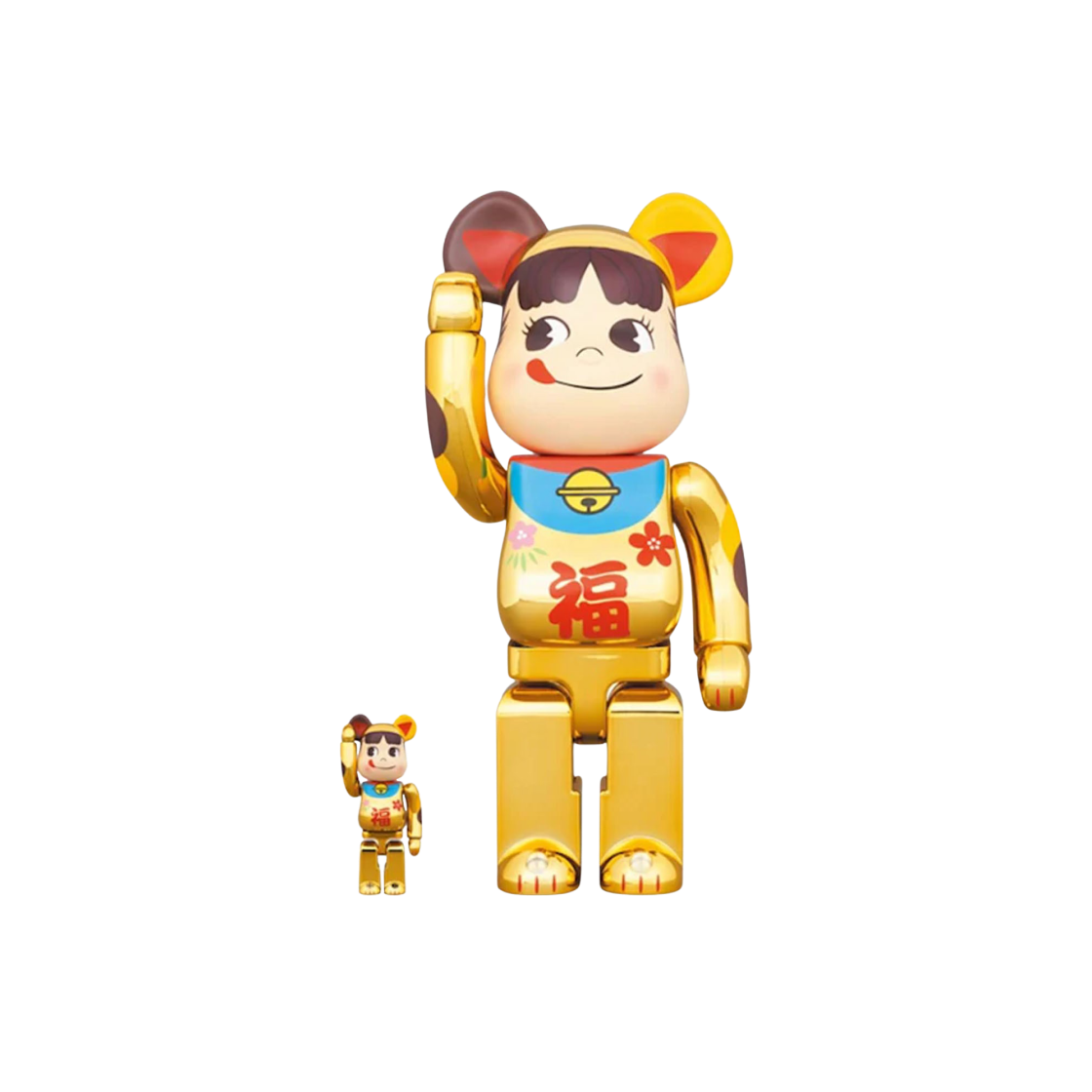 베어브릭 마네키 네코 페코짱 복 골드 도금 100% & 400% 세트 | Bearbrick | KREAM