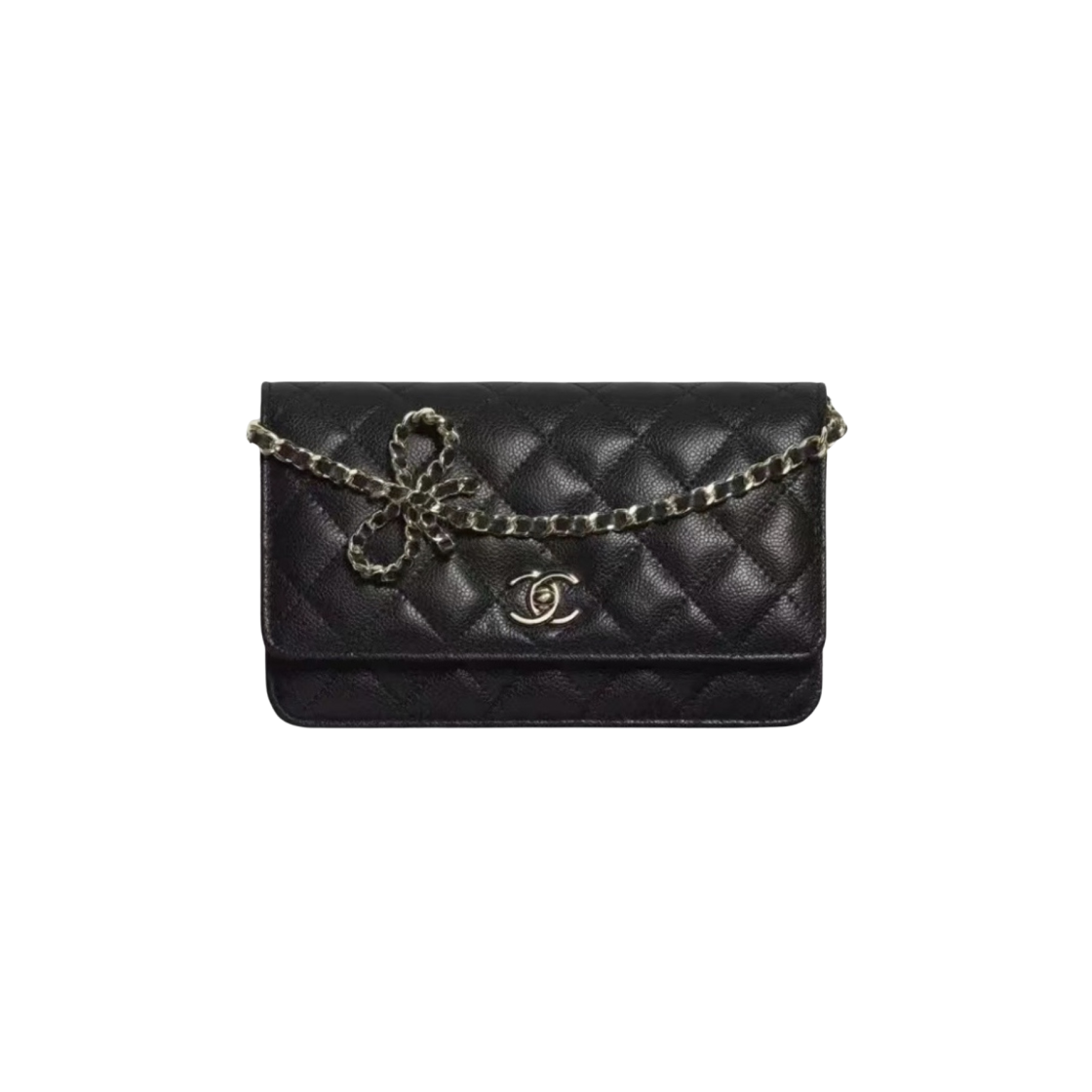 샤넬 체인 지갑 그레인드 카프스킨 & 골드 메탈 블랙 | Chanel | KREAM