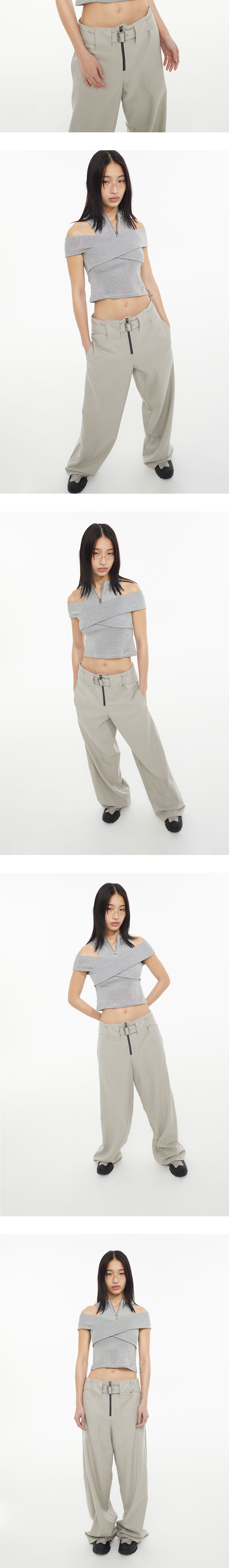 쿄 하프넥 크로스 컷아웃 티 그레이쉬 | KYO | KREAM