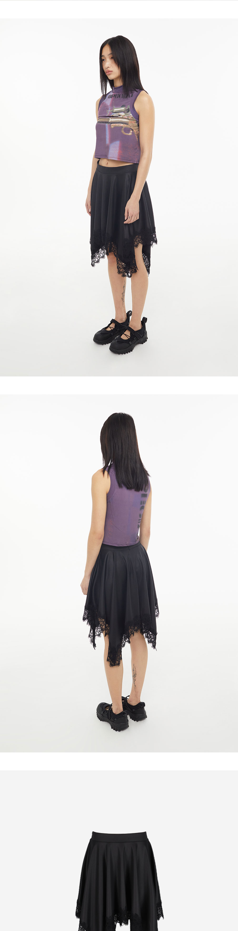 쿄 레이스 헹거치프 스커트 블랙 | KYO | KREAM