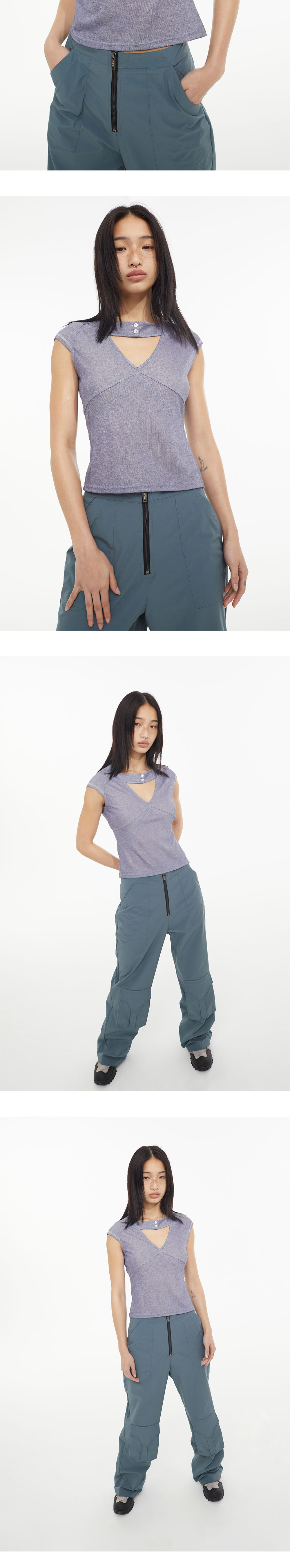 쿄 버튼업 볼캡 슬리브 티 퍼플 | KYO | KREAM