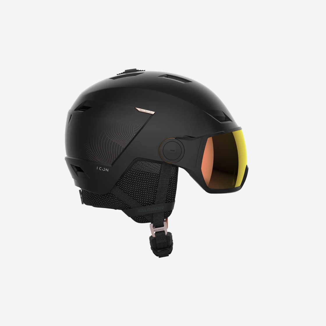 (W) 살로몬 아이콘 LT 바이저 포토 헬멧 블랙 핑크 골드 | Salomon | KREAM