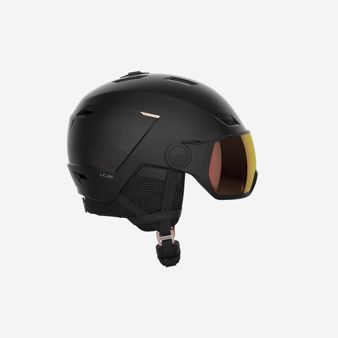 (W) 살로몬 아이콘 LT 바이저 헬멧 블랙 핑크 골드 | Salomon | KREAM