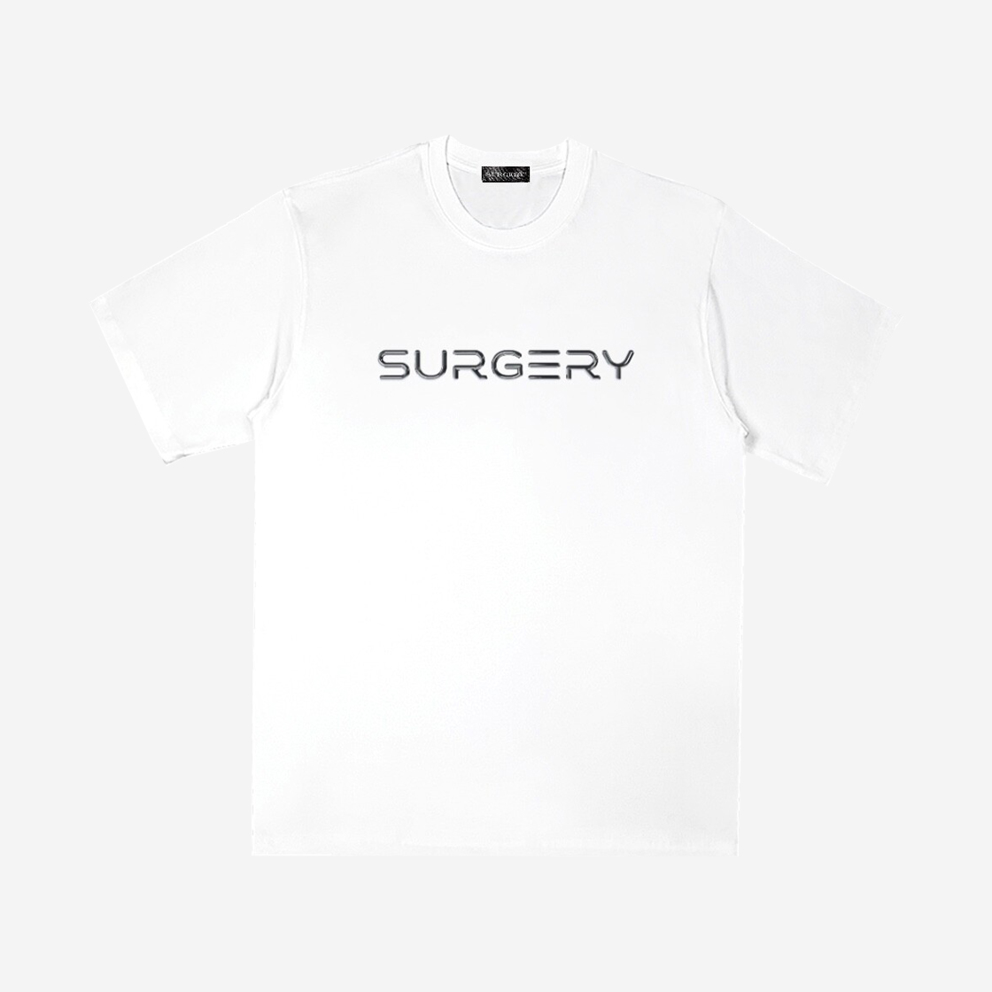 써저리 메탈릭 타이핑 로고 티셔츠 화이트 | Surgery | KREAM