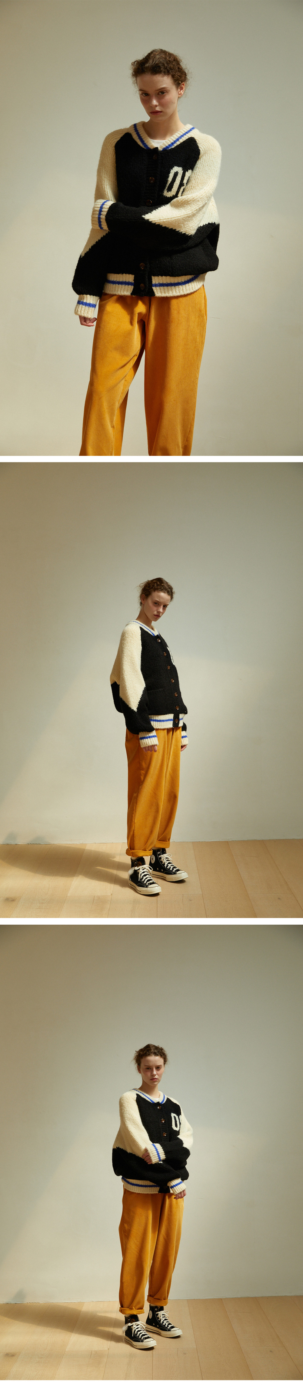 그린버터 우먼 08 바시티 알파카 니트 가디건 블랙 | GREEN BUTTER | KREAM