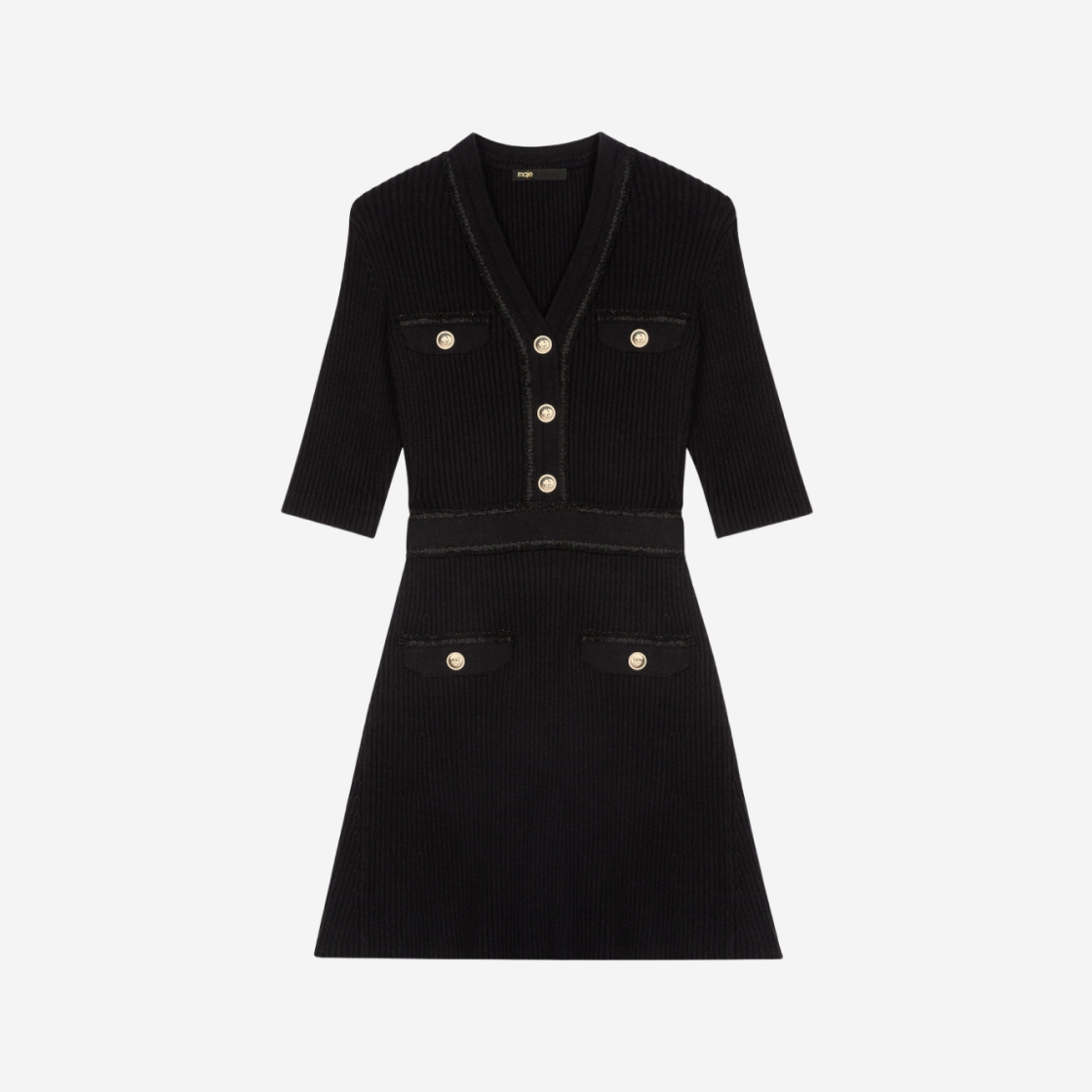 (W) 마쥬 립드 비스코스 니트 드레스 블랙 | Maje | KREAM