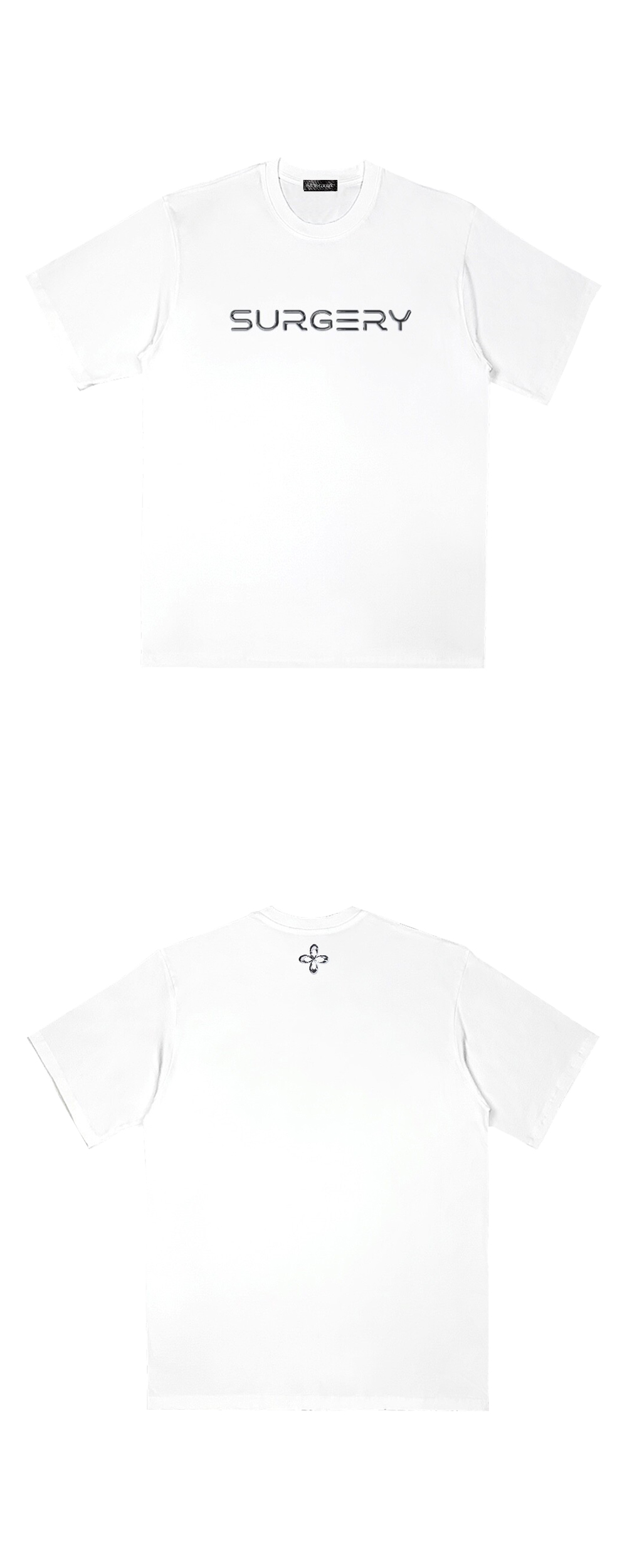 써저리 메탈릭 타이핑 로고 티셔츠 화이트 | Surgery | KREAM