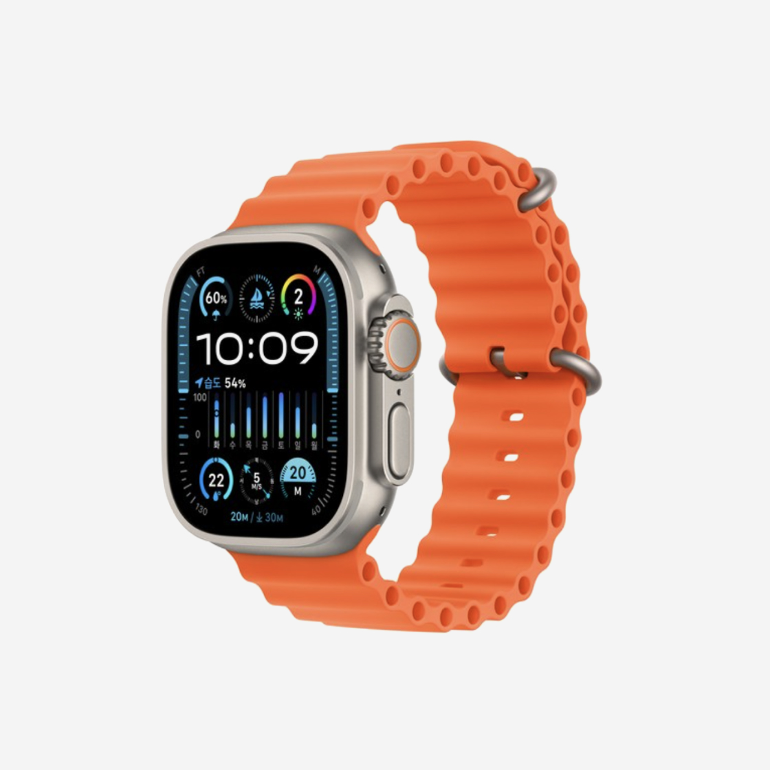 애플 워치 울트라 2 49mm 티타늄 케이스 오션 밴드 오렌지 (국내 정식 발매 제품) | Apple | KREAM