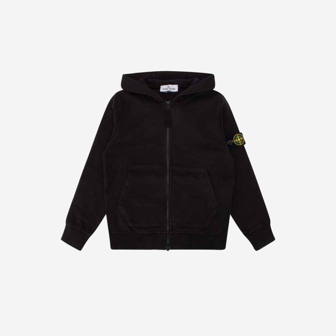 (키즈) 스톤 아일랜드 60720 가먼트 다이드 코튼 플리스 후드 집업 스웨트셔츠 블랙 - 23FW | Stone Island ...