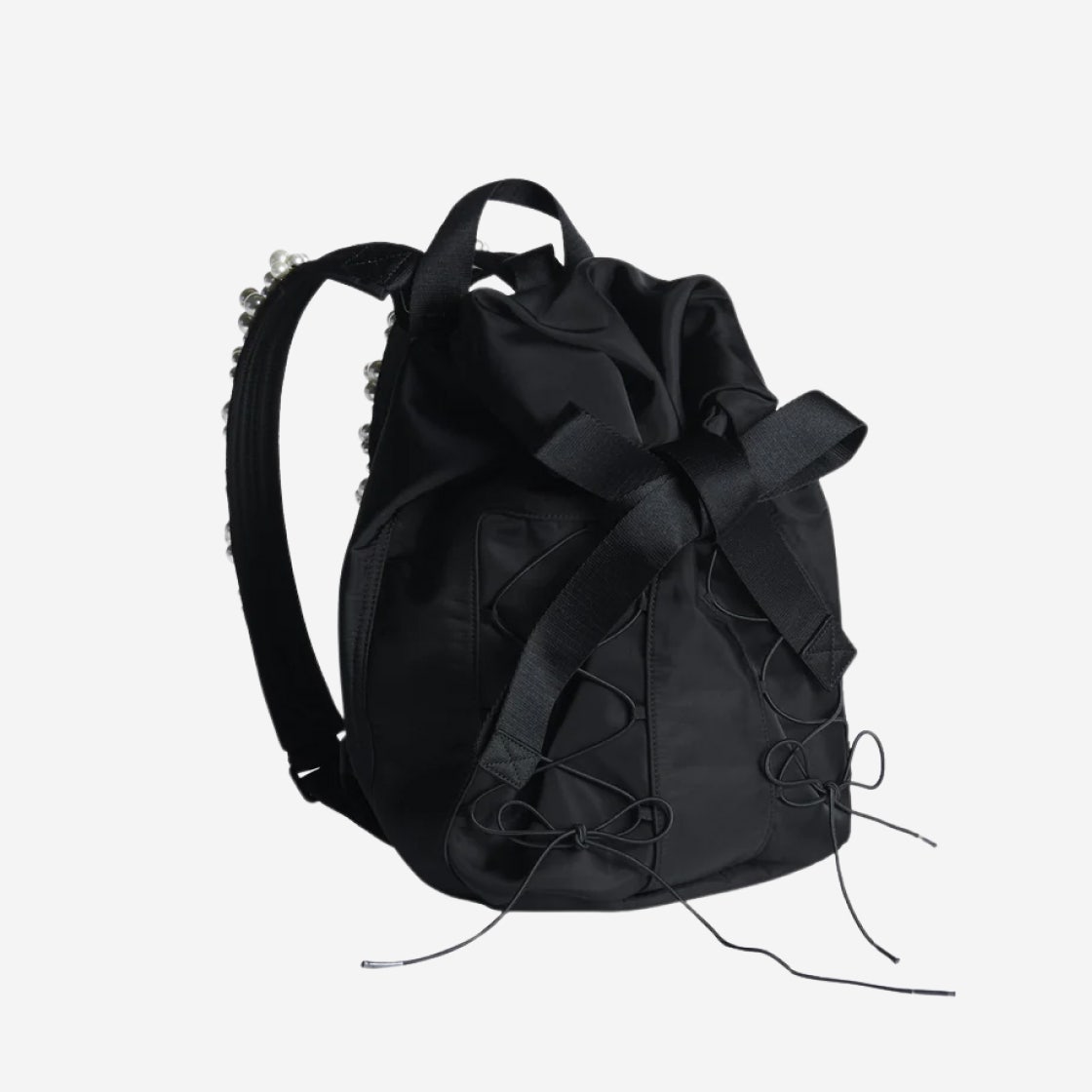 시몬 로샤 비디드 레이스업 밀리터리 백팩 블랙 펄 | Simone Rocha | KREAM