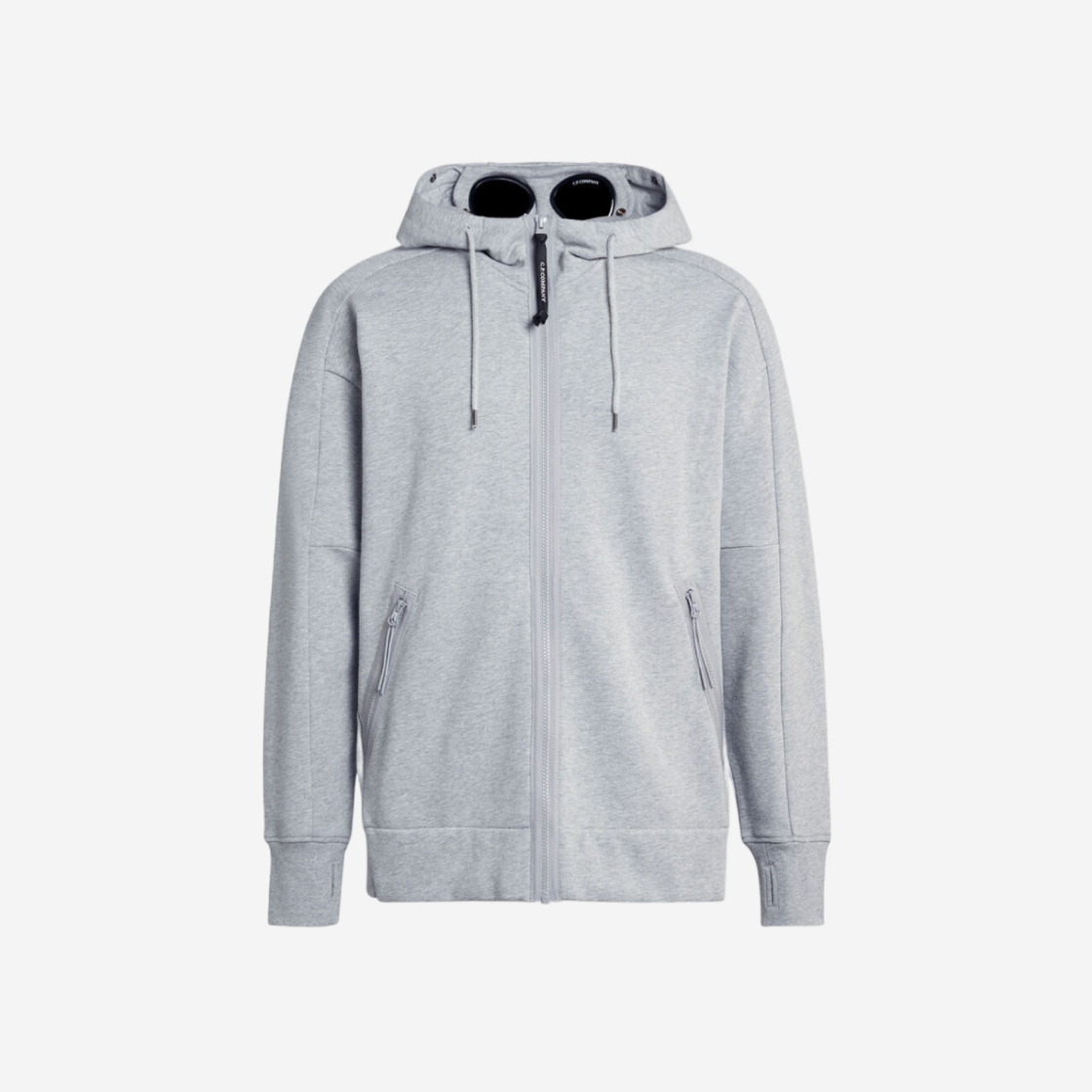 C.P. 컴퍼니 다이애그널 레이즈드 플리스 고글 후디 그레이 멜란지 - 23FW | C.P. Company | KREAM