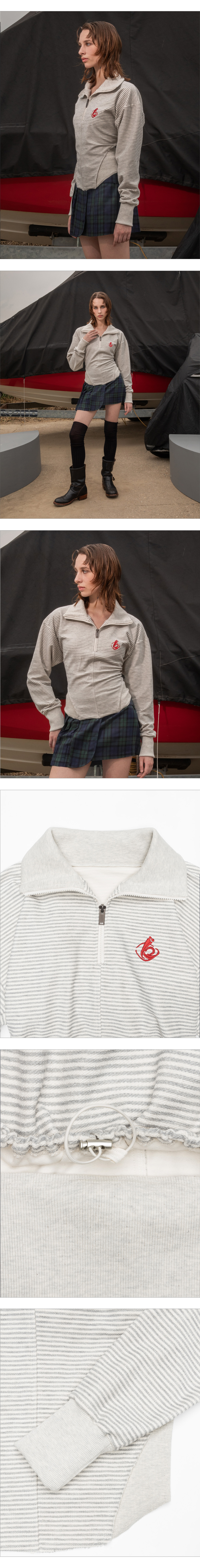 쿄 백 컷아웃 하프넥 풀오버 멜란지 오트밀 | KYO | KREAM