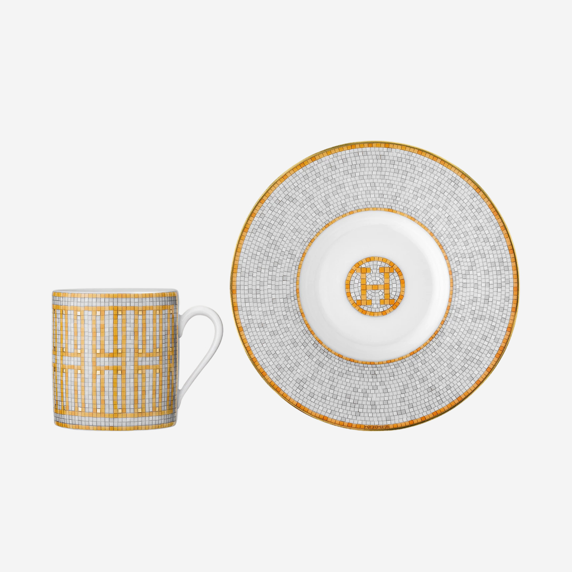 에르메스 모자이크 오 24 커피 컵 & 소서 골드 (2개 세트) | Hermes | KREAM