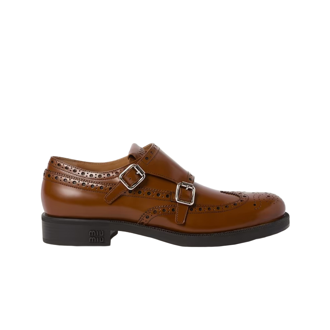 (W) 처치스 x 미우미우 브러쉬드 레더 더블 몽크 브로그 슈즈 토바코 | Church's | KREAM
