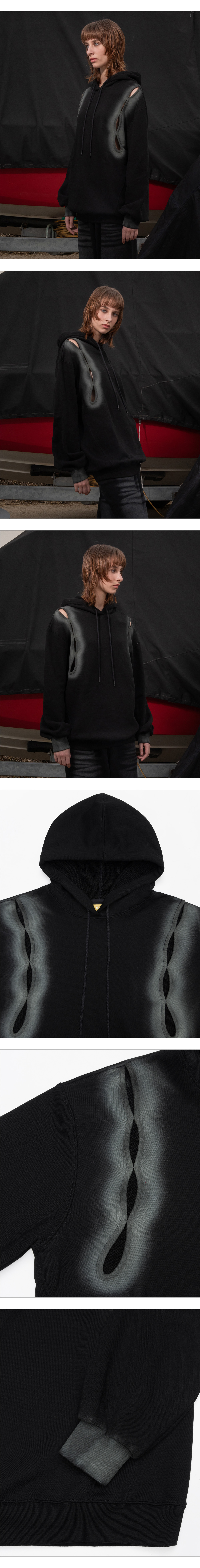 쿄 에어브러쉬 컷아웃 루프 후디 블랙 | KYO | KREAM