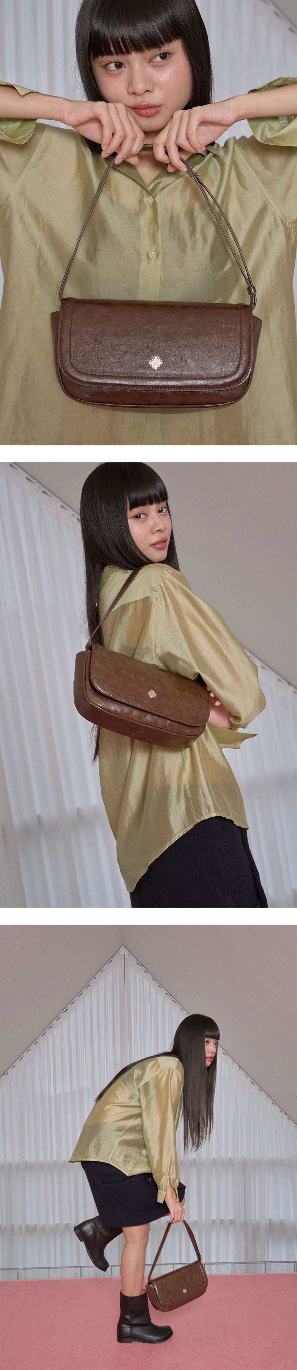 히어리 우먼 피오니 바게트 백 브라운 | Heeari | KREAM