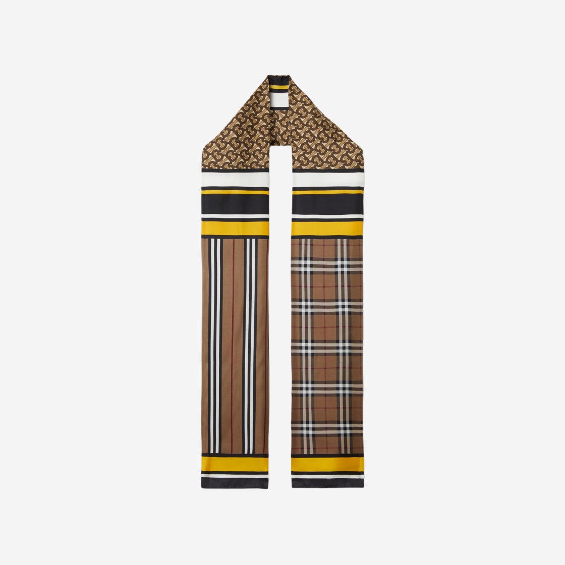 버버리 몽타주 프린트 실크 스카프 버치 브라운 Burberry Kream