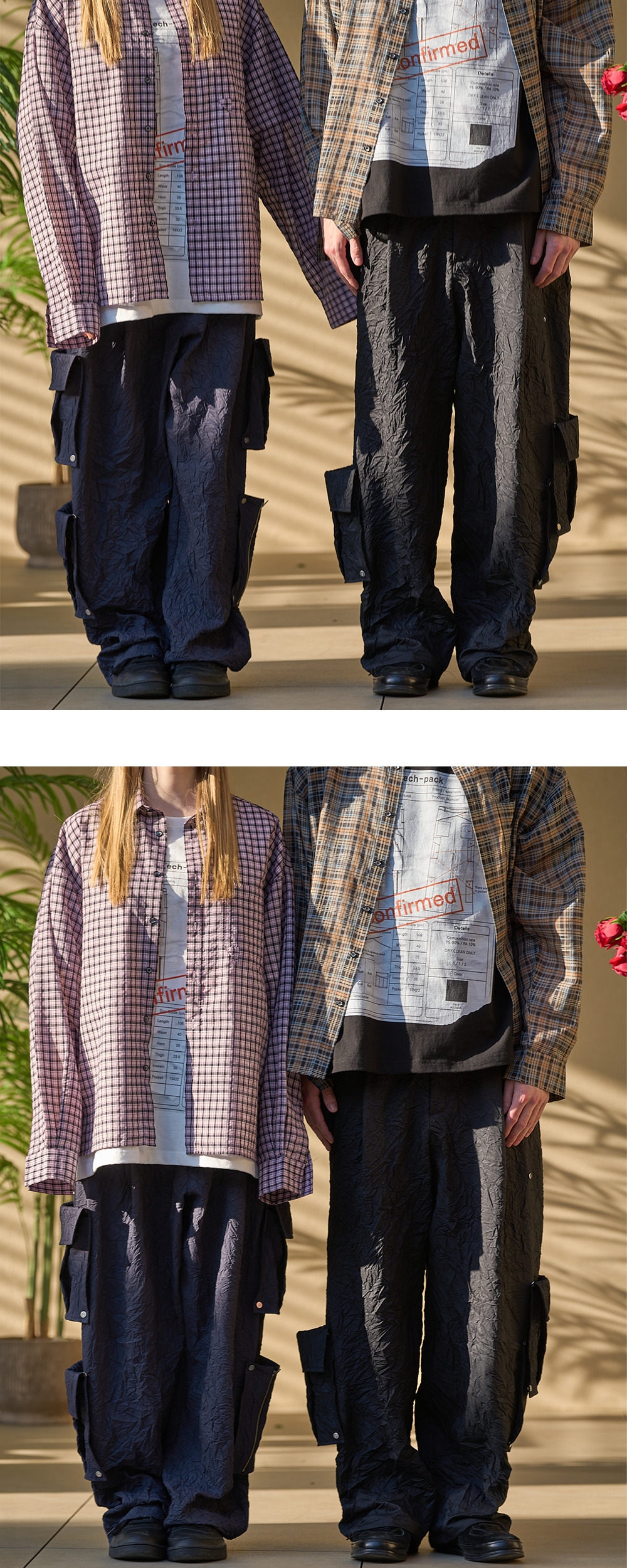 웨이비니스 멀티 퍼포즈 크리즈 카고 팬츠 차콜 | Waviness | KREAM