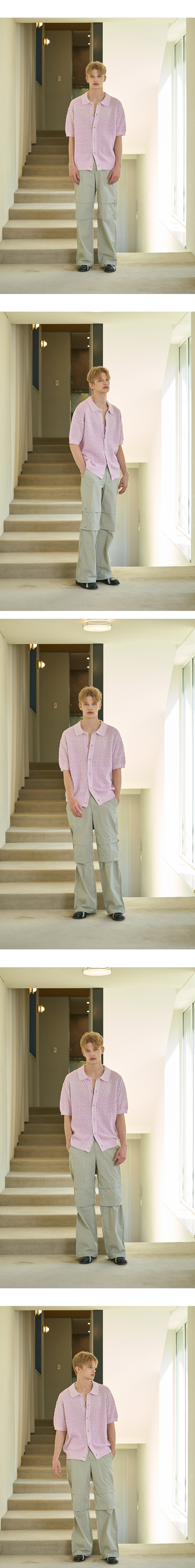 웨이비니스 스카시 하프 칼라 가디건 라일락 | Waviness | KREAM