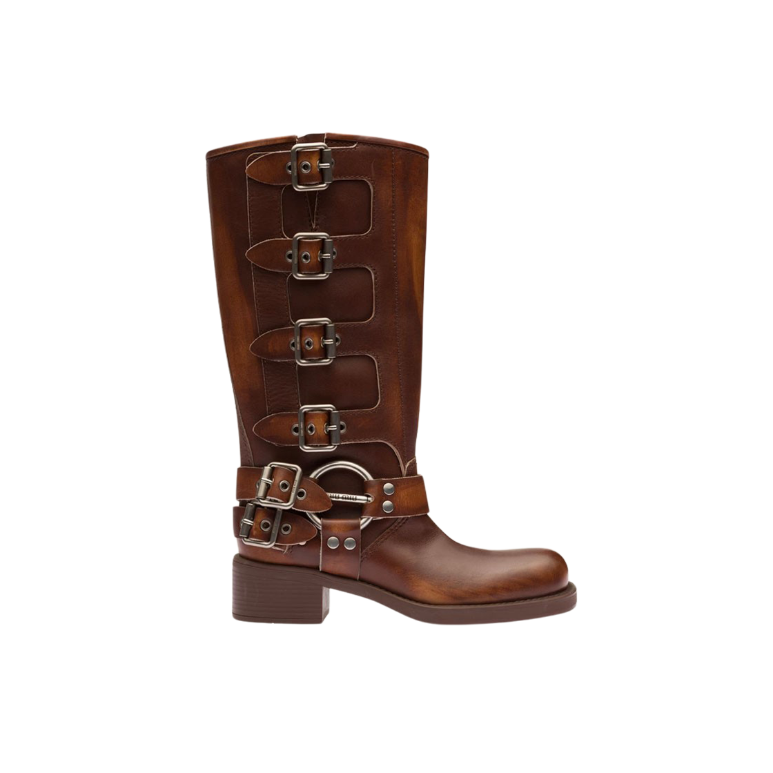 (W) 미우 미우 레더 바이커 부츠 시에나 | Miu Miu | KREAM