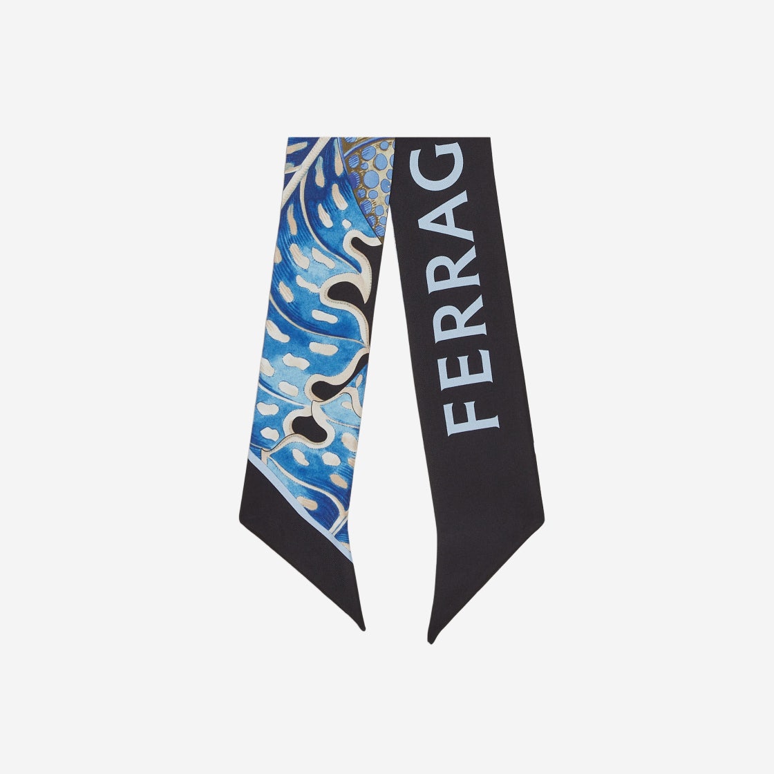 (W) 페라가모 폴리지 프린트 트윌리 밴드 네이비 블랙 | Ferragamo | KREAM