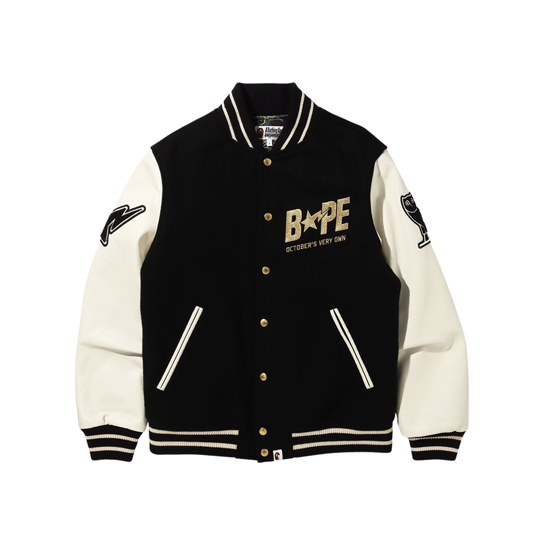 베이프 x OVO 바시티 자켓 블랙 | BAPE | KREAM
