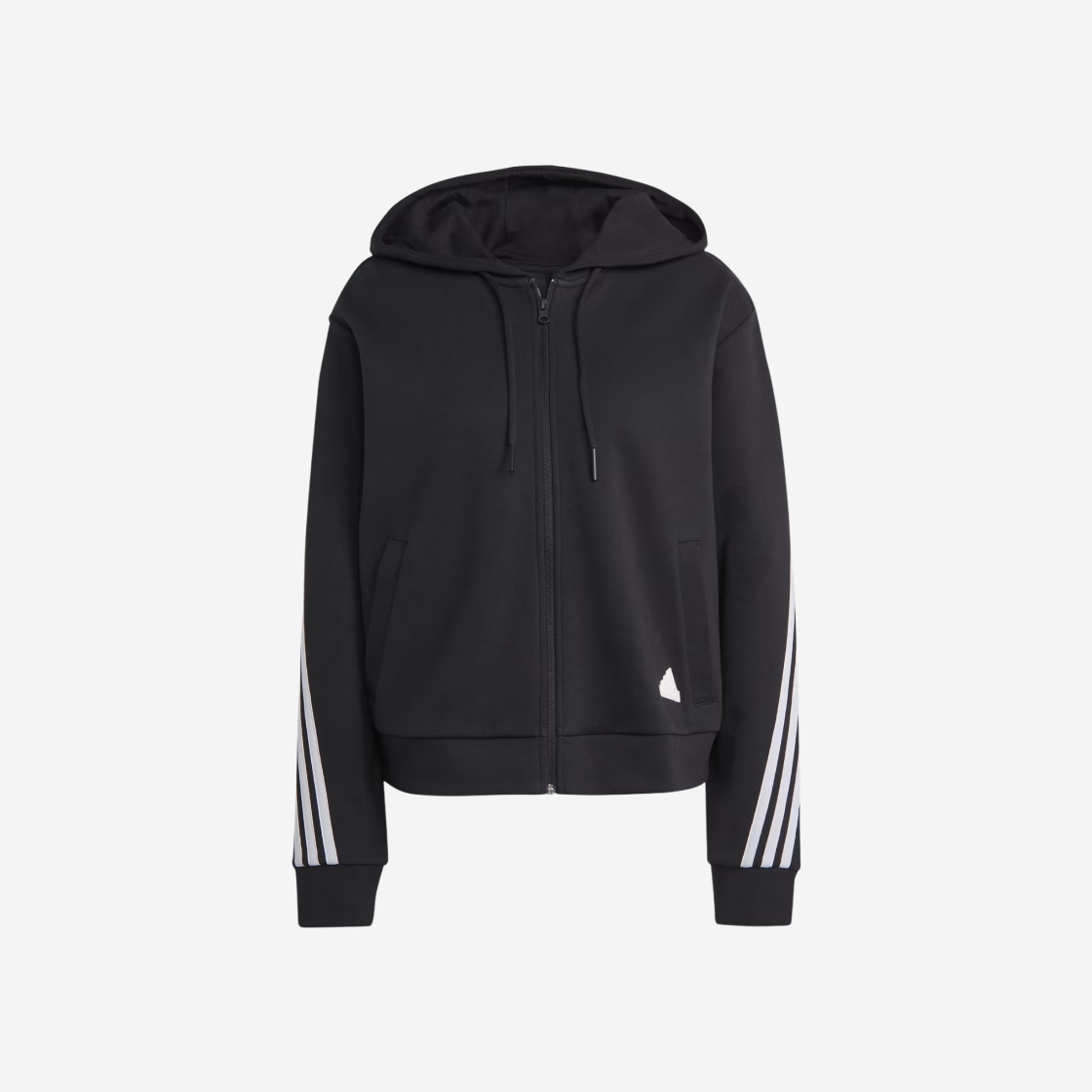 (W) 아디다스 퓨처 아이콘 삼선 풀 집 후드 블랙 - US 사이즈 | Adidas | KREAM