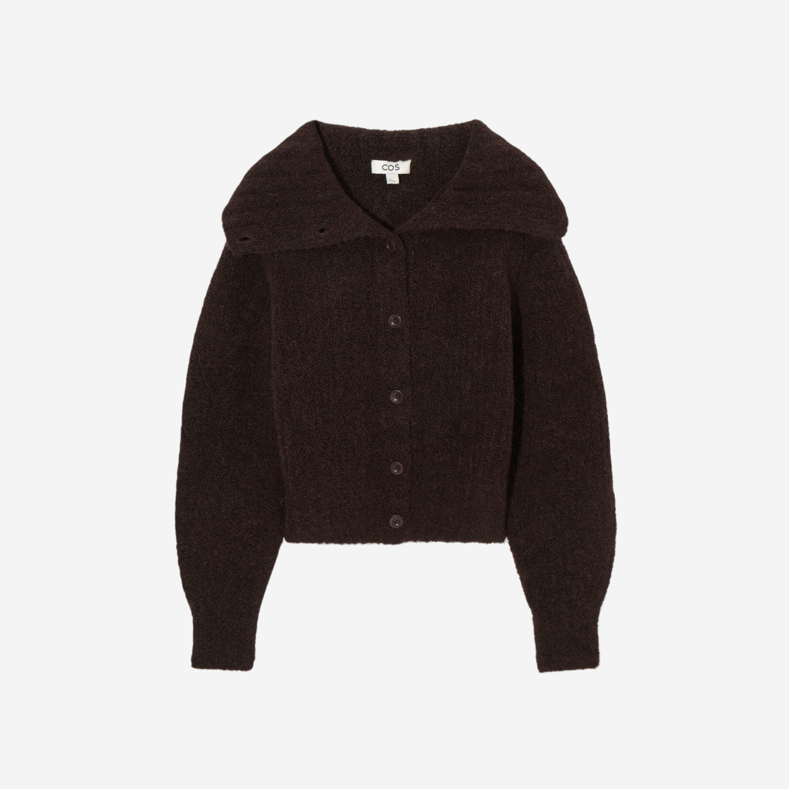(W) 코스 스프레드 컬러 텍스처드 알파카 가디건 다크 브라운 | COS | KREAM