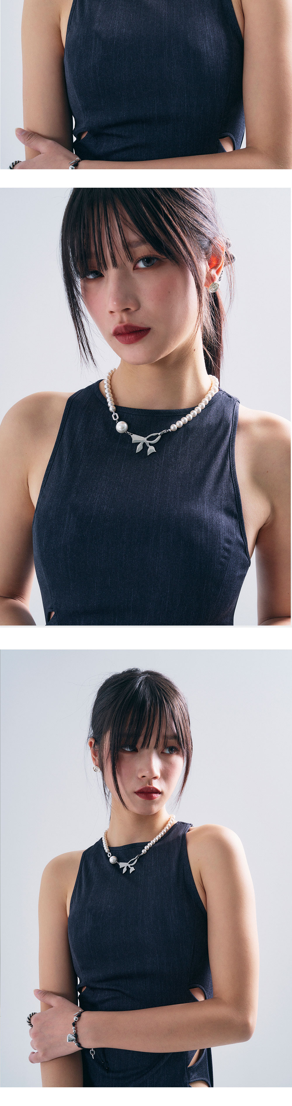 센티멍 넘버 437 피어 리본 네크리스 실버 | SENTIMENTS | KREAM