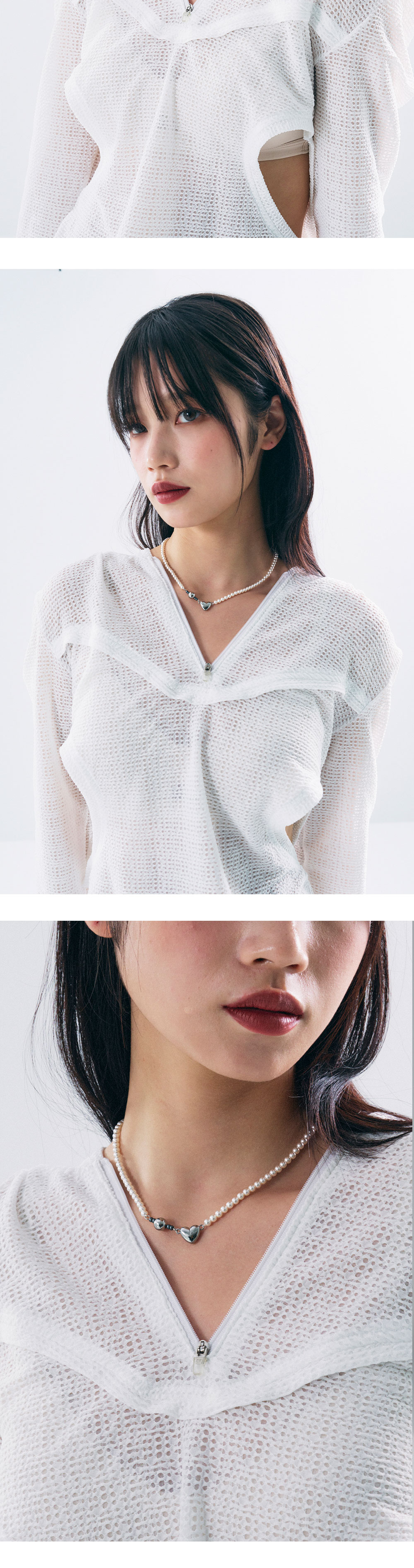 센티멍 넘버 435 하트 펄 네크리스 실버 | SENTIMENTS | KREAM