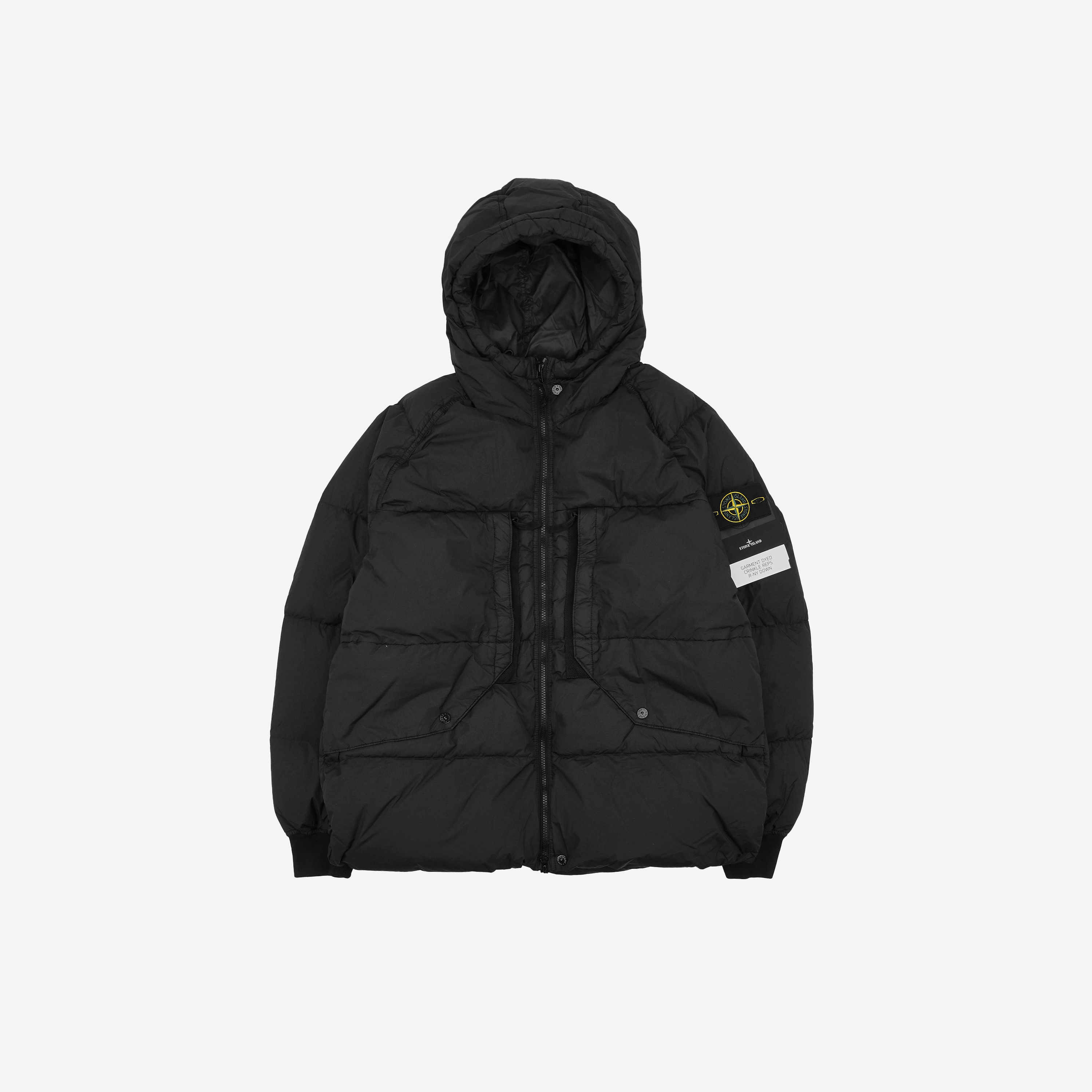 스톤 아일랜드 40723 가먼트 다이드 크링클랩스 리사이클 나일론 후드 다운 자켓 블랙 - 23FW | KREAM