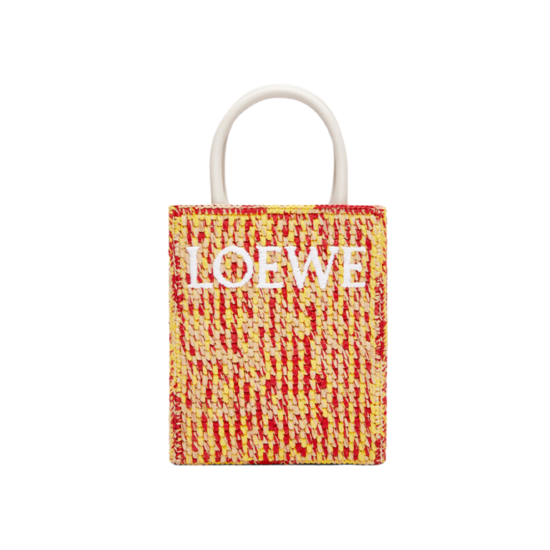 로에베 스탠다드 A5 토트백 인 라피아 멀티컬러 화이트 | Loewe | KREAM